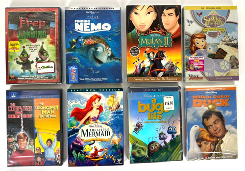8 NEW Disney DVDs Mulan II, Mermaid, Nemo, A Bugs Life, Sofia etc. FREE ...