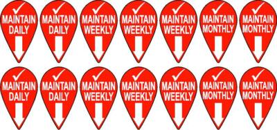 MAINTAIN DAILY / WEEKLY / MONTHLY Sticker Decals - 2 Sizes, 2 Color ...