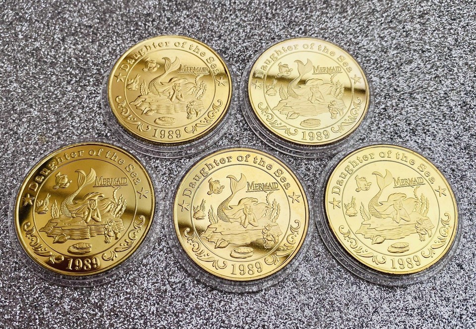 Disney Ariel The Mermaid x5 Gold Plated Coins - the Sea Princess | eBay