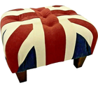 Small Union Jack Footstool / Pouffe /red white blue /UK Made /dark wood ...