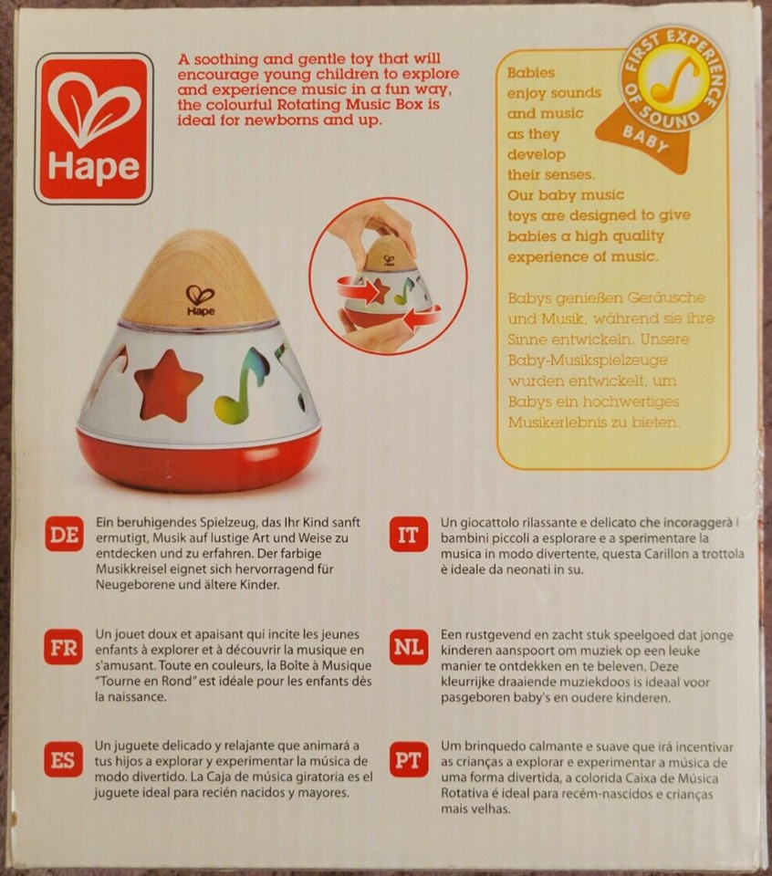 Hape Baby Toy Musical Windup Rotating Music Box Cone Shaped New In Box ...