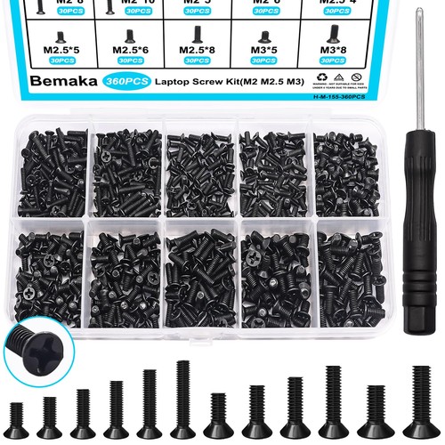 360Pcs Laptop Screws Notebook Computer Tiny Screw Kit 12 Sizes M2 M2.5 ...