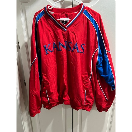 Kansas Jayhawks Pullover Jacket Red Blue XL Embroidered Logo 58 Sports ...