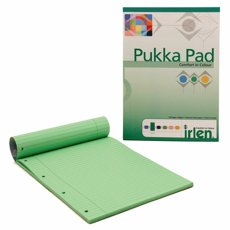 Pukka A4 Dyslexia Pad Ruled With Margin -100 Pages - 80gsm (Green) | eBay