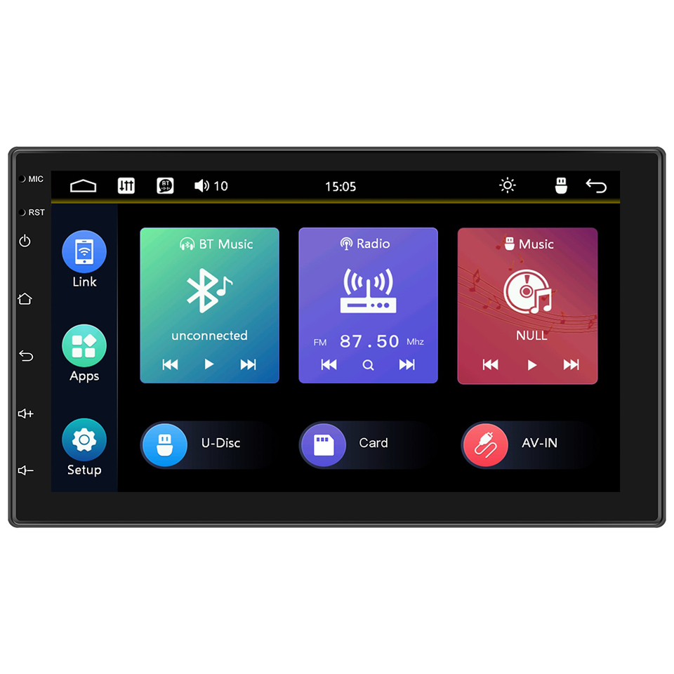 7" Double 2 DIN Car Stereo Radio MP5 Touch Screen Bluetooth FM Apple ...