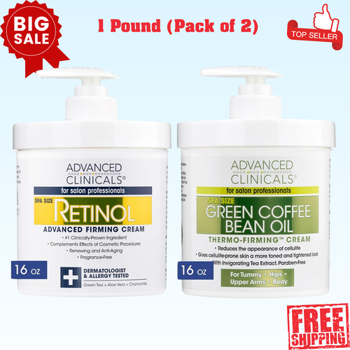 Advanced Clinicals Retinol Body Cream + Coffee Bean Oil Slim & Tighten ...