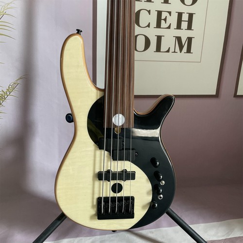 Handmade 5 String Electric Bass Guitar Flamed Maple Top Maple Neck No ...