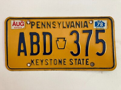 1978 1981 Pennsylvania License Plate Year Stickers on undated 1977 base ...