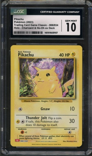 Pokemon CGC 10 Gem Mint TCG Classic Collection Holo Pikachu CLC 008/034 ...
