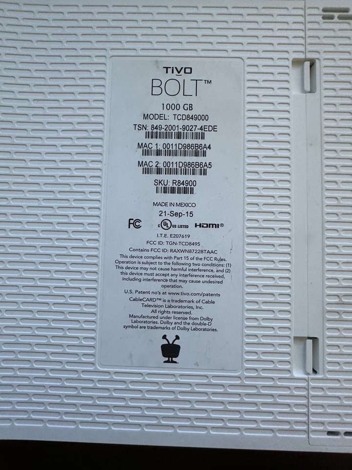 TiVo Bolt Vox 1tb DVR and Streaming Media Player 4K UHD R84900 ...