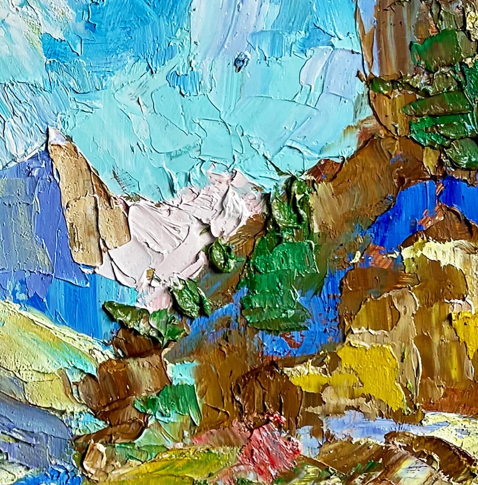 Landscape Original oil painting, Colorado mountains river Fine Art | eBay