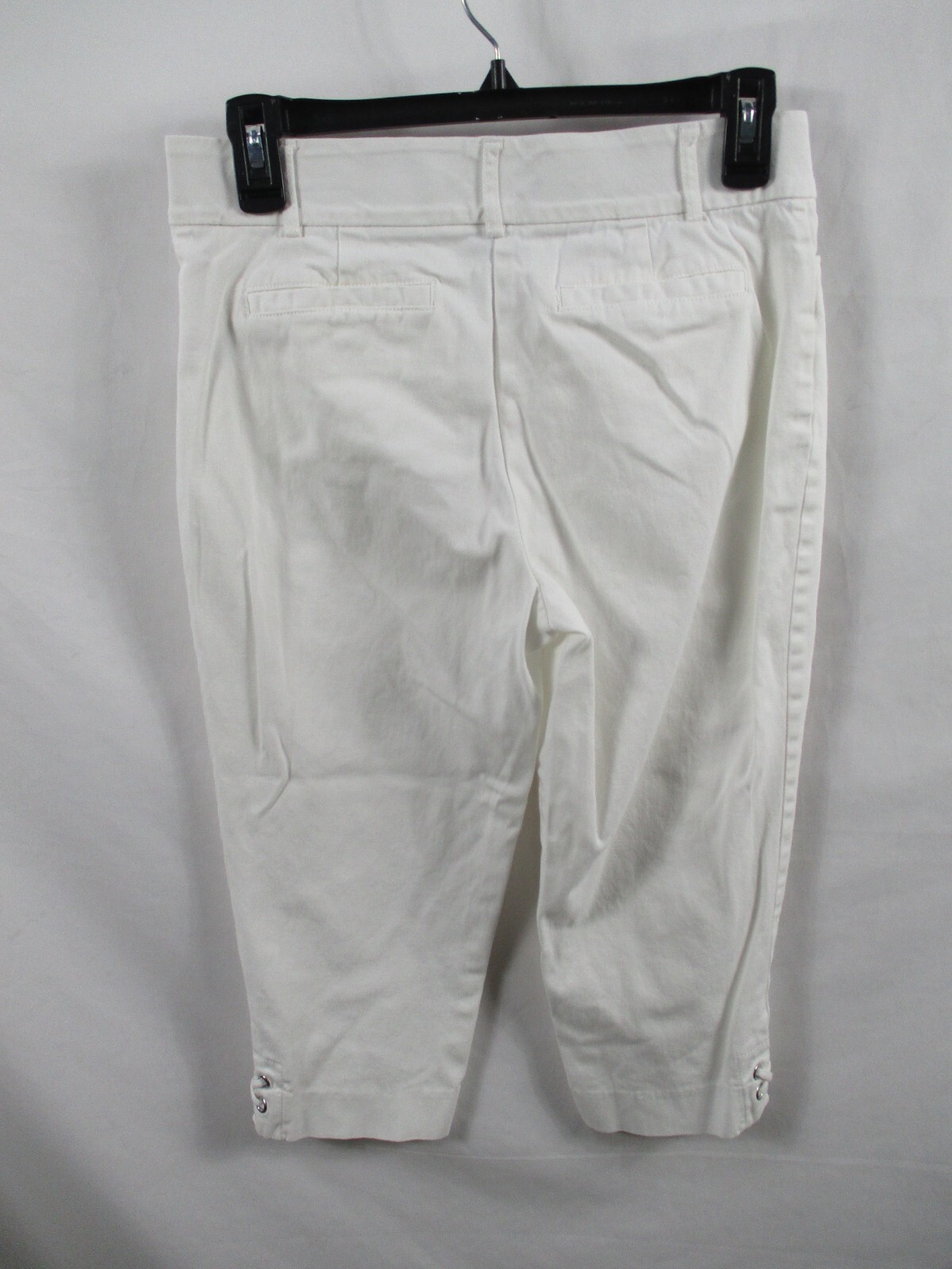 Counterpart Womens Pants 4P Petite White Capri Flat Front Zip Button ...