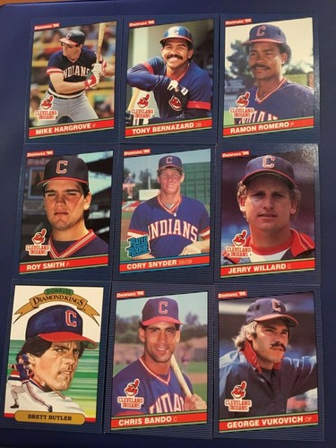 1986 Donruss CLEVELAND INDIANS Complete Team Set 20 SNYDER RATED ROOKIE ...