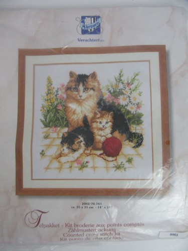 Verachtert Vervaco Cross Stitch Kit 70.703 Cat Kittens Calico 14x14 | eBay