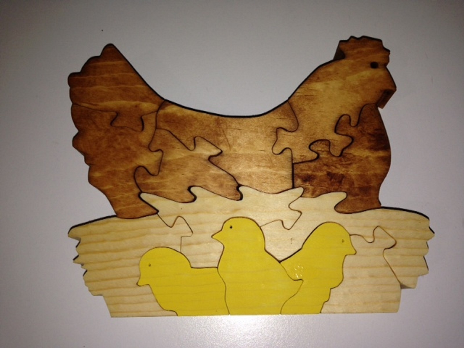 Wooden Hen with Baby Chicks Puzzle - Handmade - 13 Pieces - Stained | eBay