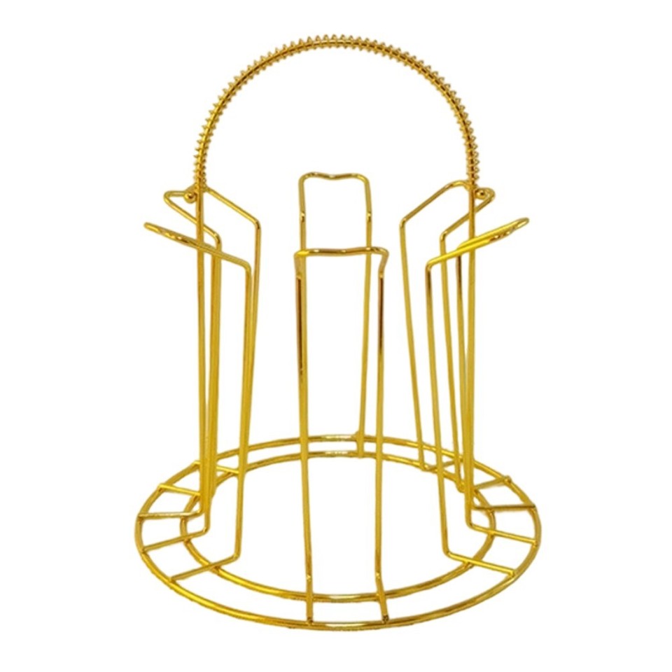 Sleek stainless steel inverted glass cup rack for countertop storage ...