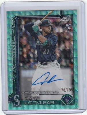 TYLER LOCKLEAR 2025 TOPPS CHROME ROOKIE AUTOGRAPH /199 AQUA WAVE ...