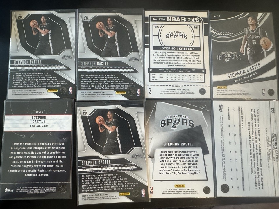 2024-25 Stephen Castle Rookie Card Lot (8 Cards) San Antonio Spurs | eBay