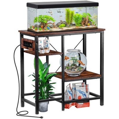 20-29-37 Gallon Fish Tank Stand 3-Tier Metal Aquarium Stand with Power ...