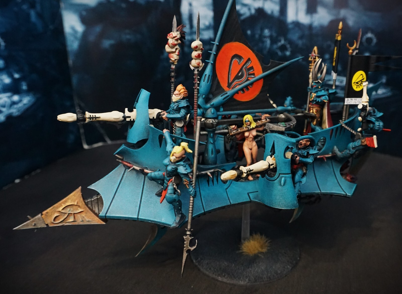 Ravager Corsair Voidscarred Admiral Ship painted Warhammer 40k Drukhari ...