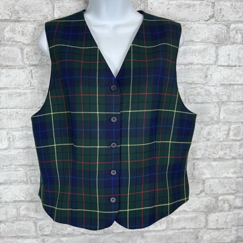 Vintage USA Pendleton Wool Signature Tartan Plaid Vest Green Womens ...