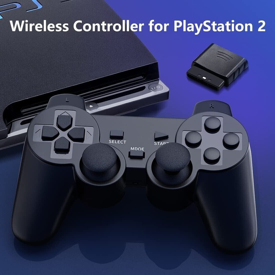 2x For Sony PS2 2.4G Wireless Twin Shock Game Controller Joystick ...