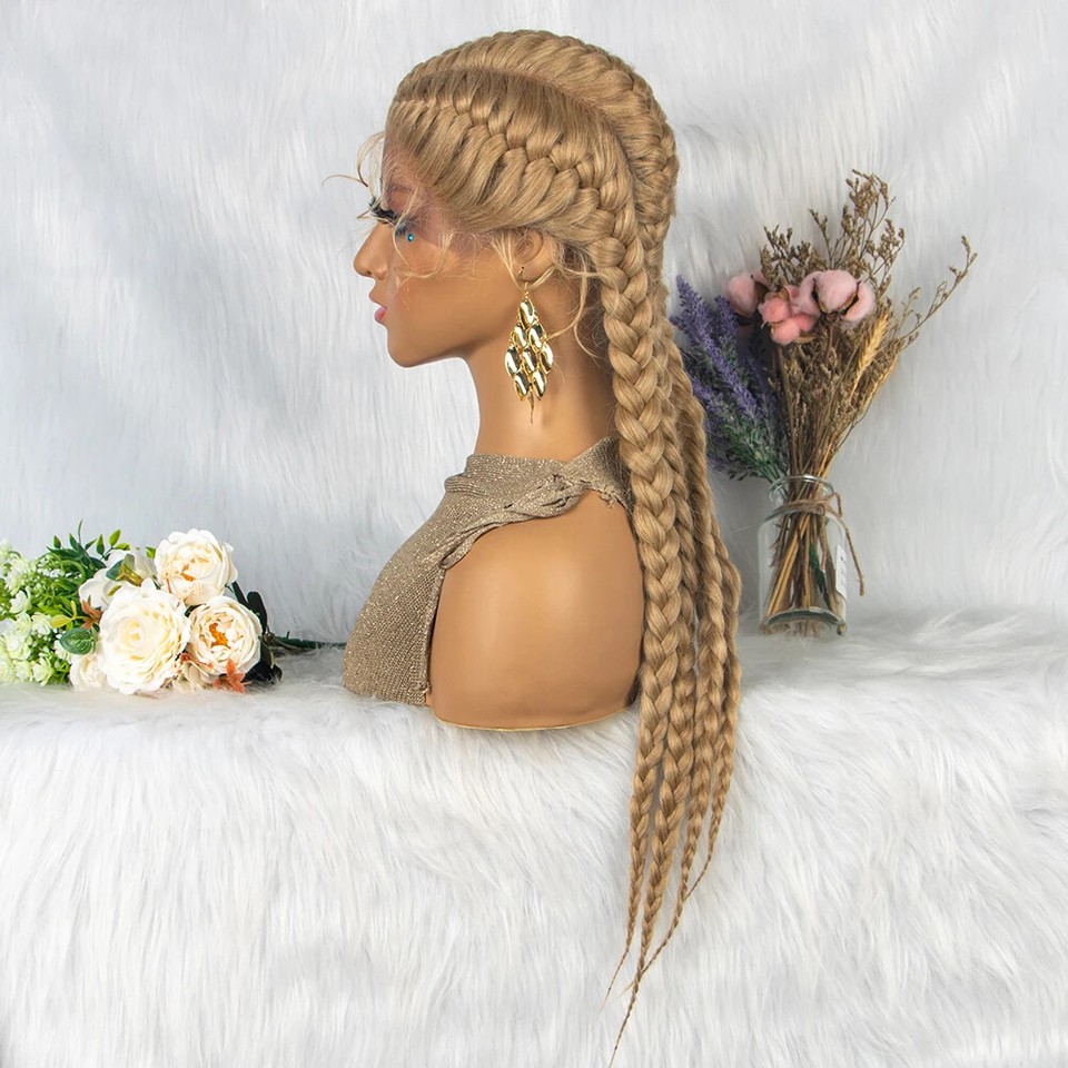 26 Inches Synthetic Wig Lace Front Dutch Twins Cornrows Braid Wig With ...
