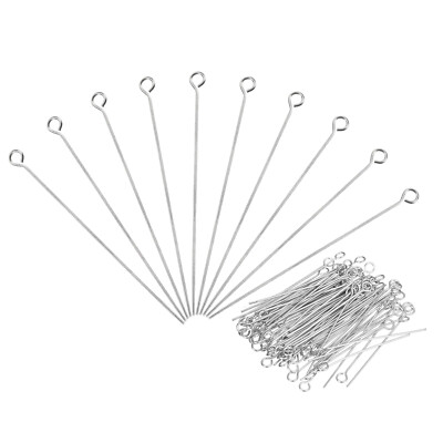 100Pcs 304 Stainless Steel Eye Pins Jewelry Findings Eye Pins 70mm Eye ...