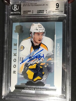 COLTON SISSONS 14-15 THE CUP ROOKIE AUTO 10 PATCH STAR PREDS #034/249 ...
