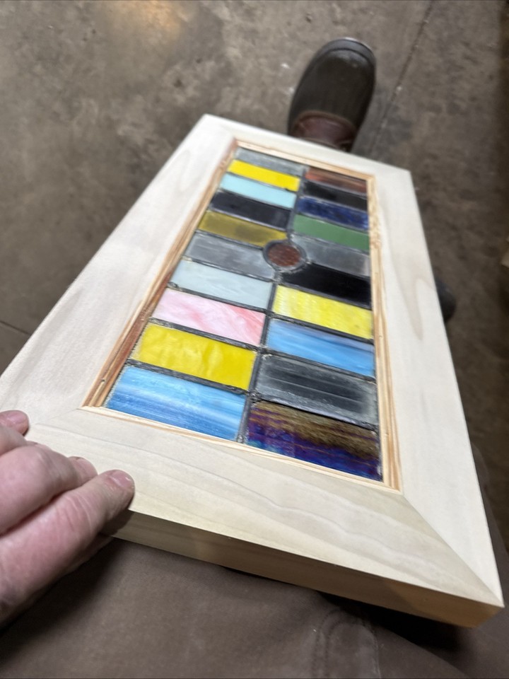 SG5255 Antique Stained Glass Patchwork Window 11.75 X 23.25 | eBay