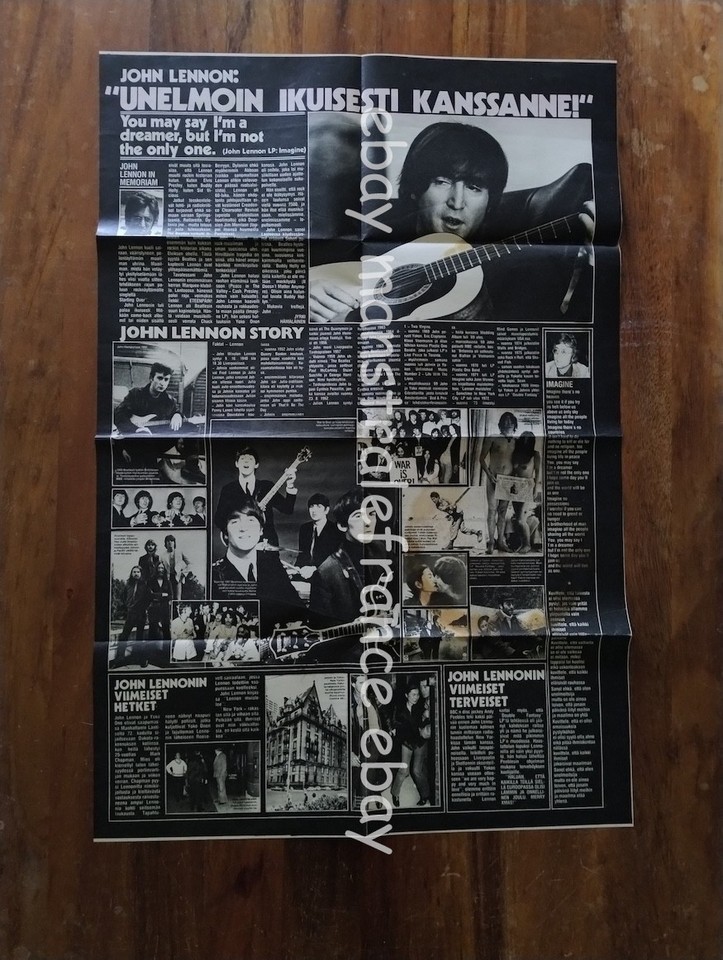 John Lennon In Memoriam 1940-1980 Poster Finland 1980s | eBay
