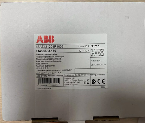 NEW ABB TA200DU-110 80-110A Thermal overload relay 1SAZ421201R1002 | eBay