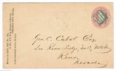NEVADA - VIRGINIA CITY - FANCY CANCEL UNLISTED Blue NV MASONIC LODGE ...
