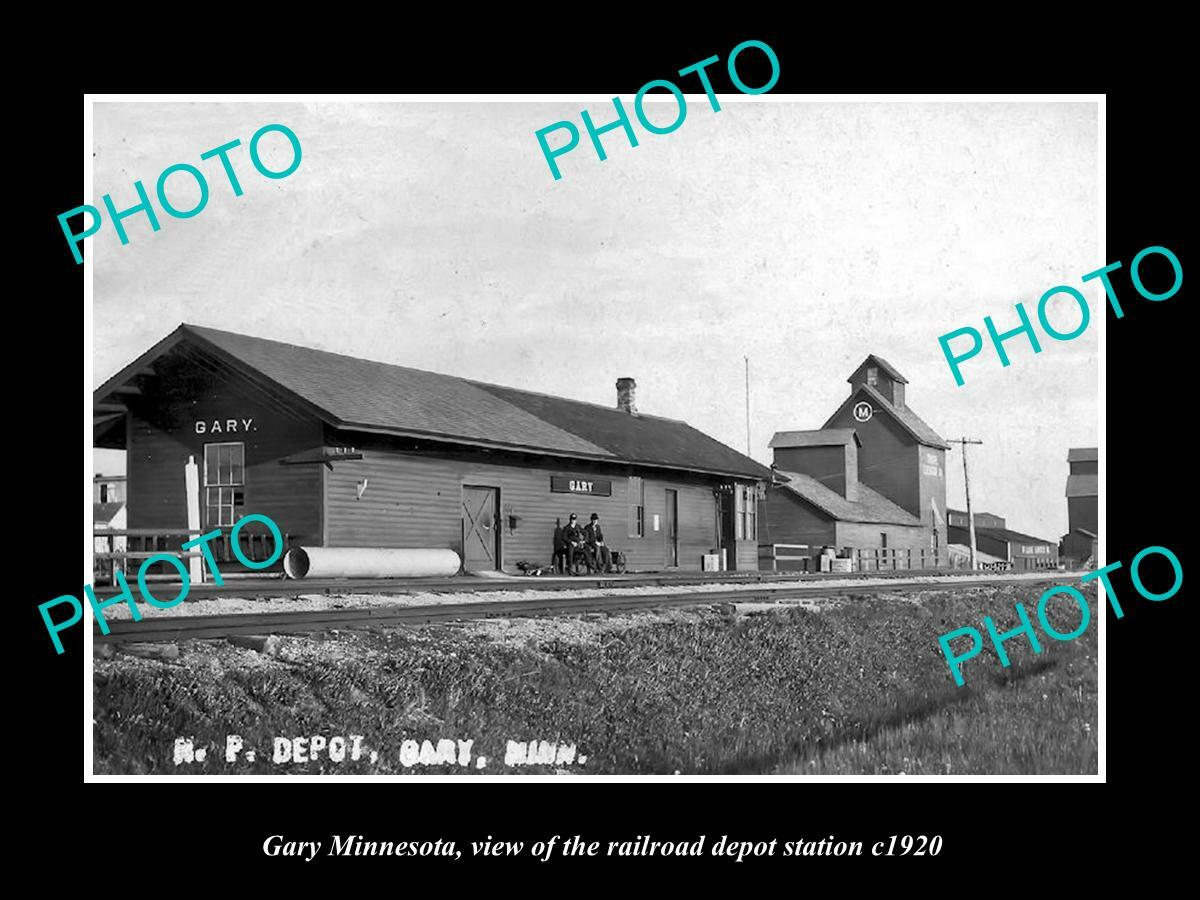 OLD POSTCARD SIZE PHOTO OF GARY MINNESOTA RAILROAD DEPOT STATION c1920 ...
