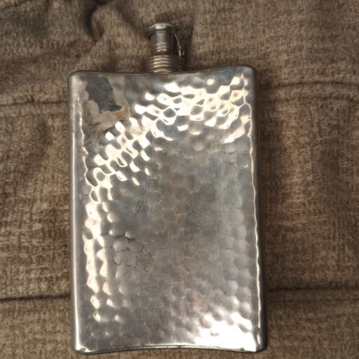 VINTAGE FLASK 10oz. STAINLESS STEEL TIN - LINED AHS Made in WEST ...