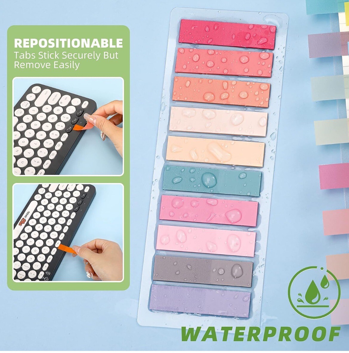 BHYTAKI 2800-Pcs Sticky Tabs Book Tabs, Writable Translucent Post It ...