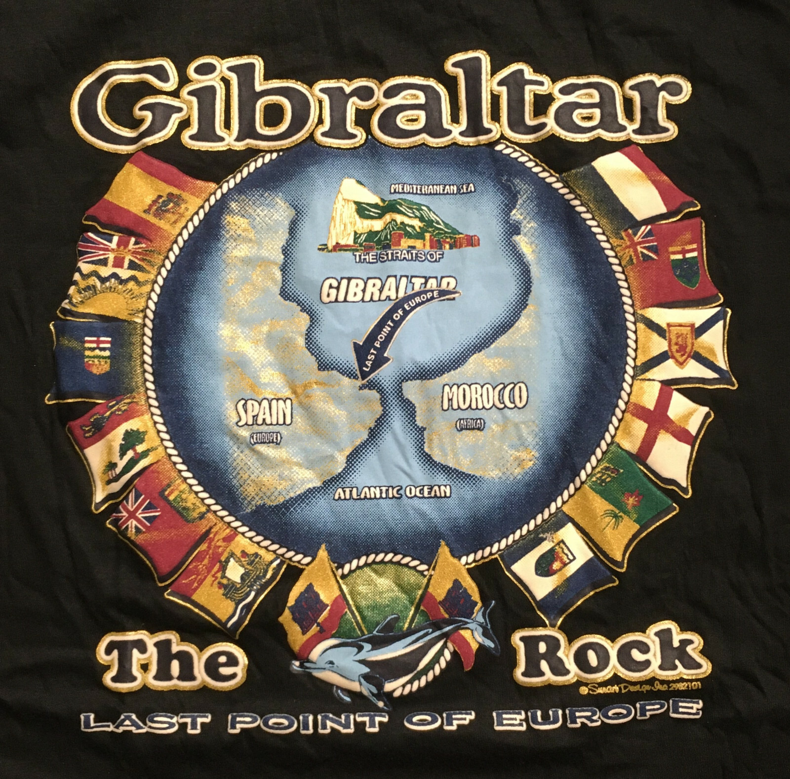 ROCK OF GIBRALTAR Map Last Point of Europe T-Shirt Un… - Gem