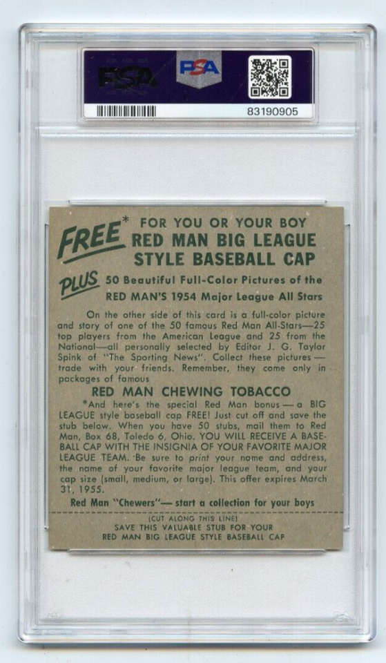 1954 RED MAN TOBACCO #20 JOHNNY LOGAN w/ TAB, MILWAUKEE BRAVES - PSA 7 ...
