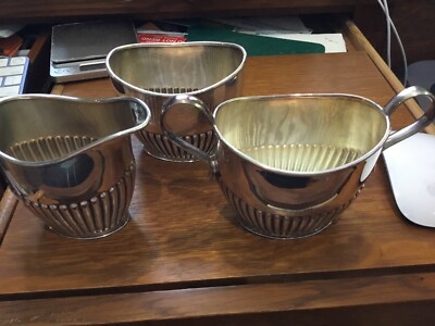 MADE IN SHEFFIELD ENGLAND EPNS -A1 836 SILVER PLATE SUGAR/CREAMER/WASTE ...