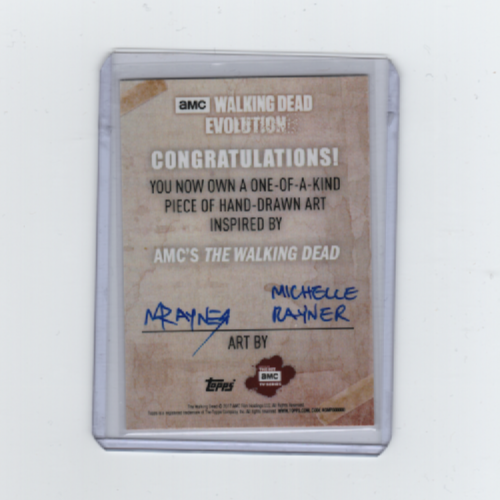 WALKING DEAD EVOLUTION WALKER SKETCH CARD BY ARTIST MICHELLE RAYNER 1/1 ...