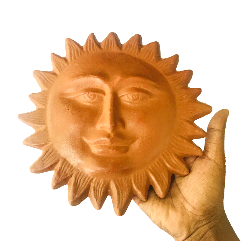 Terracotta Sun Face Clay Handmade Sculpture Hanging Wall Art Home Decor ...