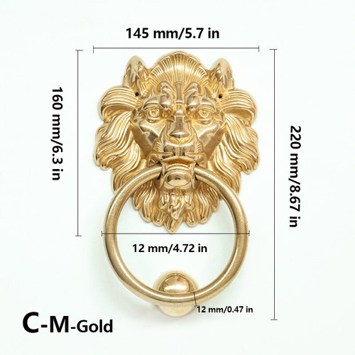 Full Brass Lion Head Door Handle Vintage Cabinet Pull Feng Shui Home ...