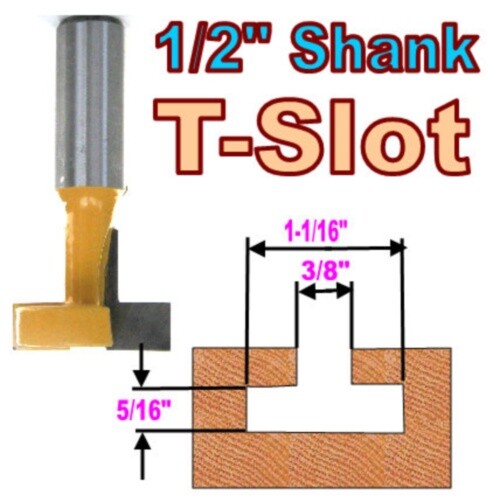 1 pc 1/2" Shank T-Slot & T-Track Slotting and Slatwall Sutter Router ...