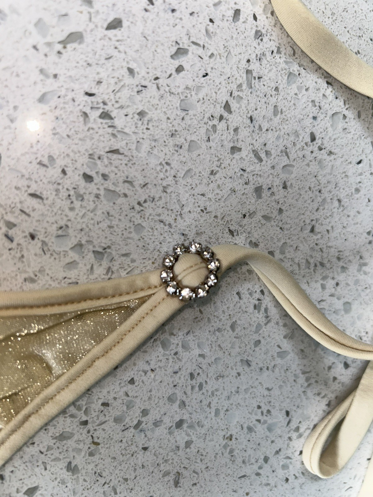 Malibu Strings Sexy Sparkle Sheer Nude Crystal Thong G-string micro ...