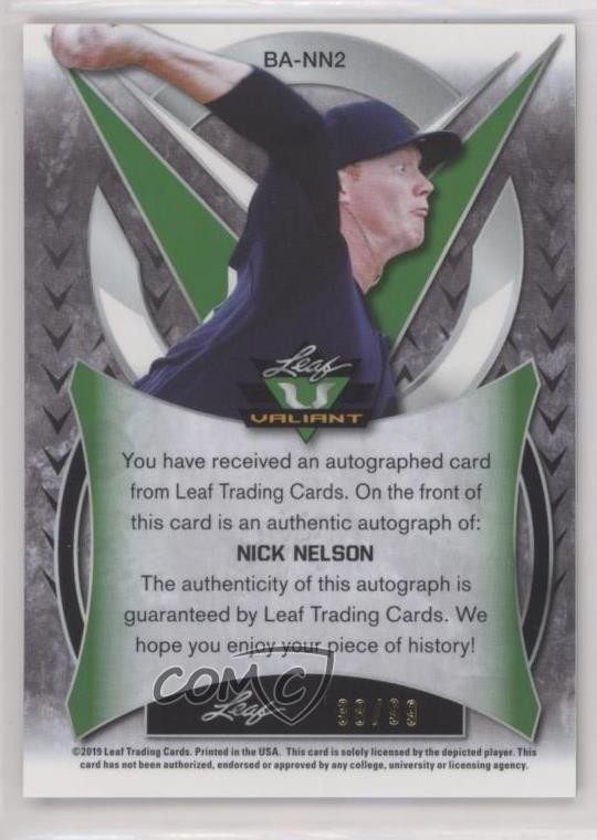2019 Leaf Valiant Green Prismatic 38/99 Nick Nelson #BA-NN2 Auto n1u | eBay