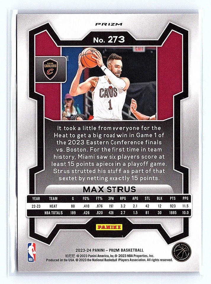 2023-24 Panini Prizm Max Strus Pink Ice Prizm #273 - Cleveland ...