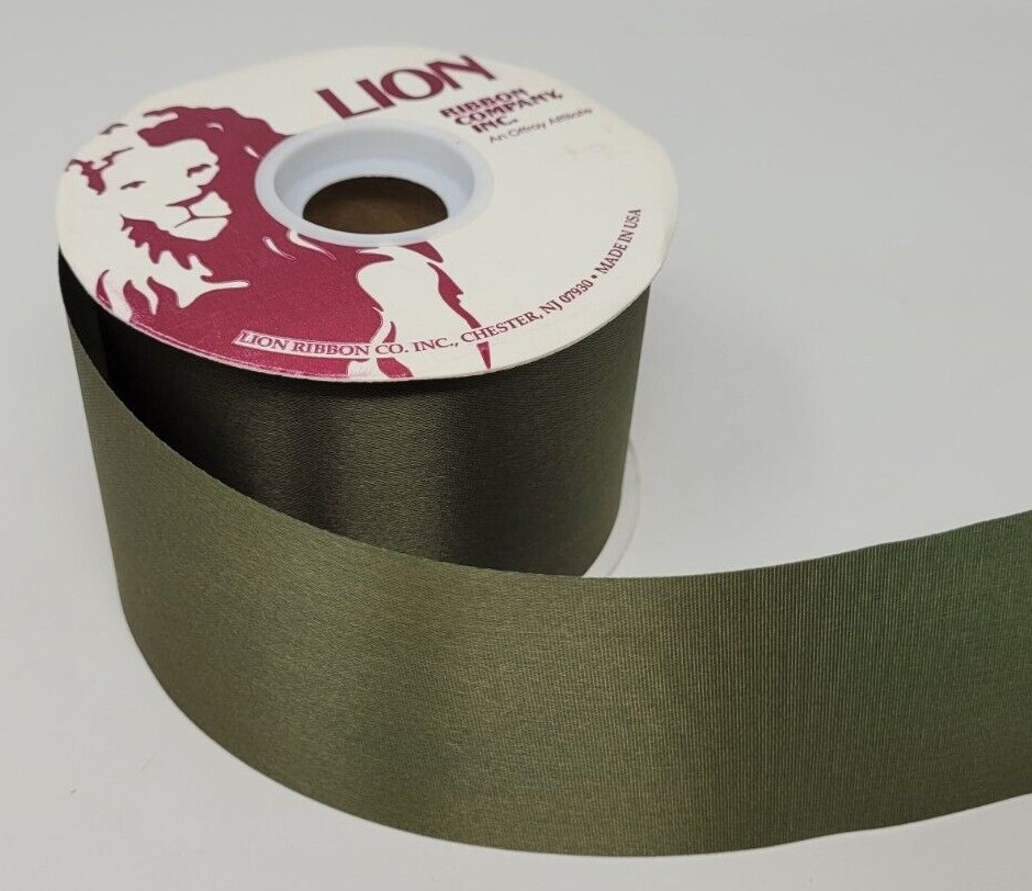NEW VTG Lion Offray Forest Green Acetate Craft Ribbon 2-5/8" x 50 YDS ...