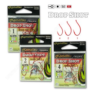Drop Shot Hooks size 1 2 4 Red Perch Fishing Wide Gap Soft Lures Bait ...