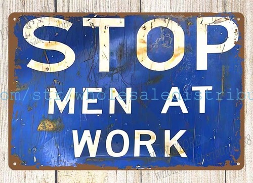 stop man at work railroad railway road metal tin sign bedroom theme ...