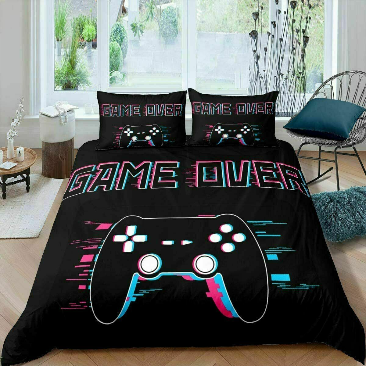 3D Game Over Duvet Cover Handle Video Gamer Bedding Comforter Cover ...